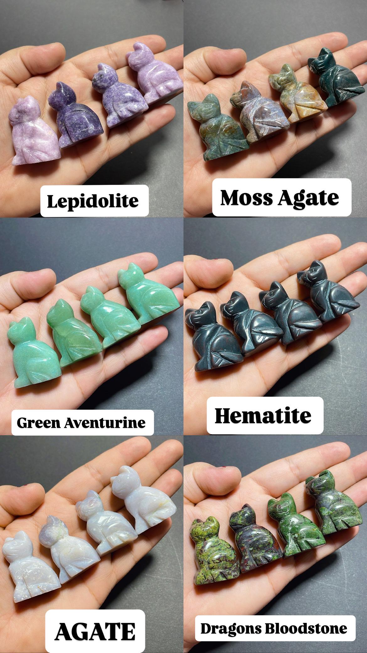 Crystal Cat Carving | Gemstone Animal Totem | Witchy Halloween Decor ...