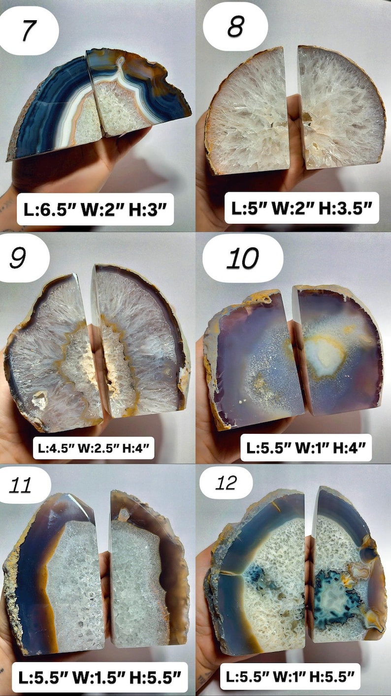 Natural Agate Bookends | Polished Agate Geode Bookend Pairs | Unique ...
