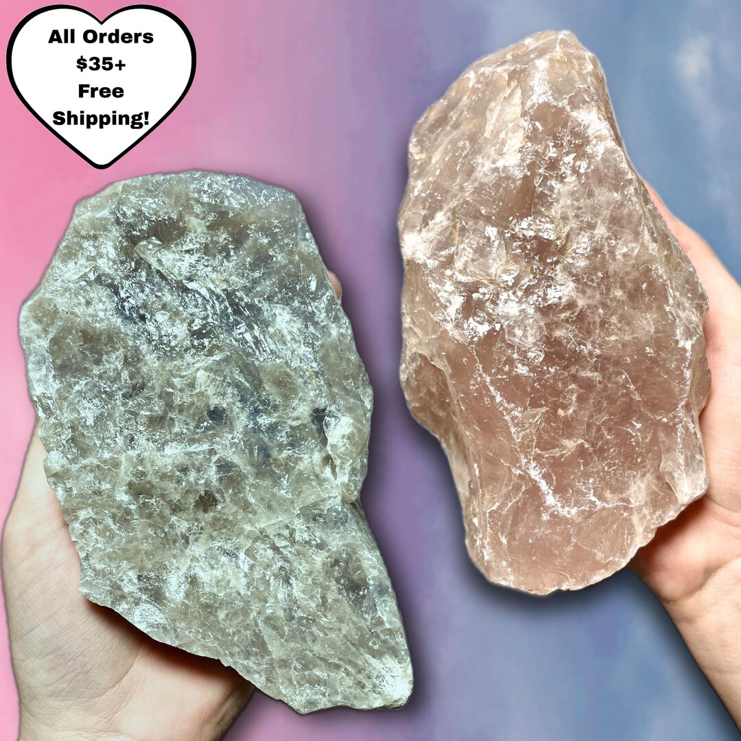Rose Quartz Bundle | Raw Rough Rose Quartz & Blue Quartz | 2 Piece ...