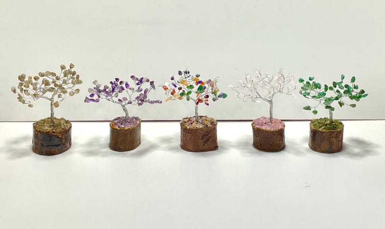 Crystal Gemstone Trees on Wooden Base | Decorative Tree Gift | Amethyst ...