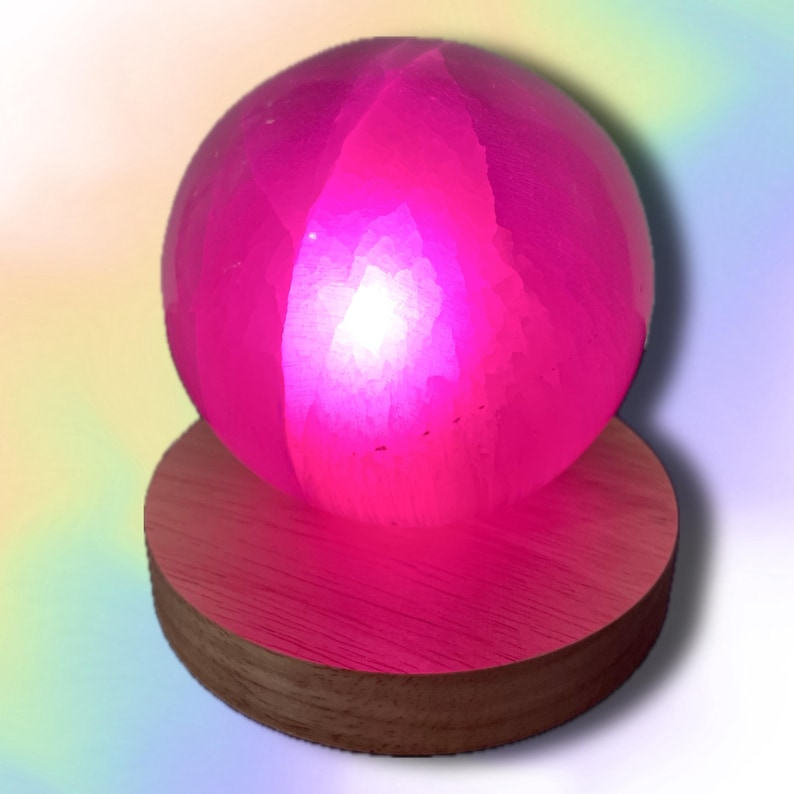 Selenite Crystal Ball Lamp | Color Changing LED Base | Witchy Altar ...