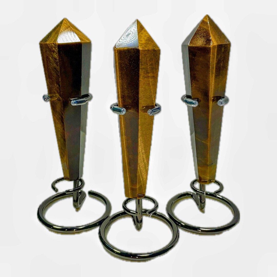 Tigers Eye Crystal Faceted Septer Wands With Stand - Etsy