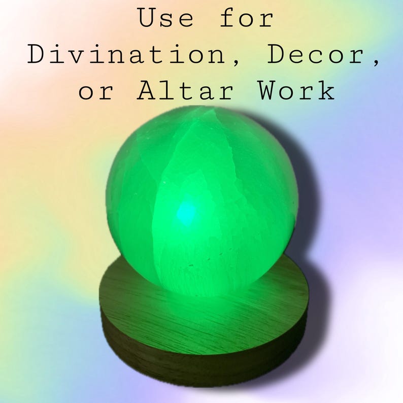 Selenite Crystal Ball Lamp | Color Changing LED Base | Witchy Altar ...
