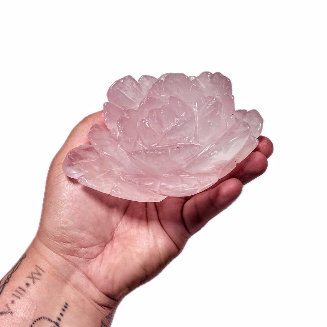 Natural Rose Quartz Rose Flower Carvings, Beautiful Rose Quartz Flowers ...