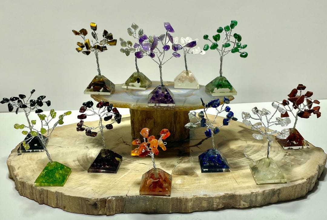 2.5'' Crystal Gemstone Mini Trees on Resin Base, Select From 12 ...