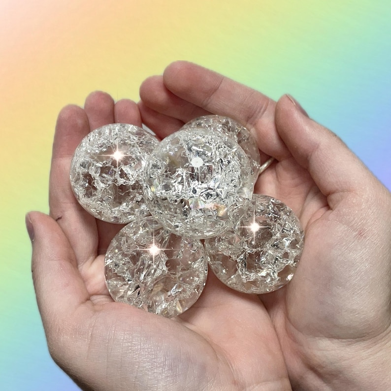 Glass Crackle Spheres 1.5''| Handmade Glass Orbs | Decorative Sphere ...
