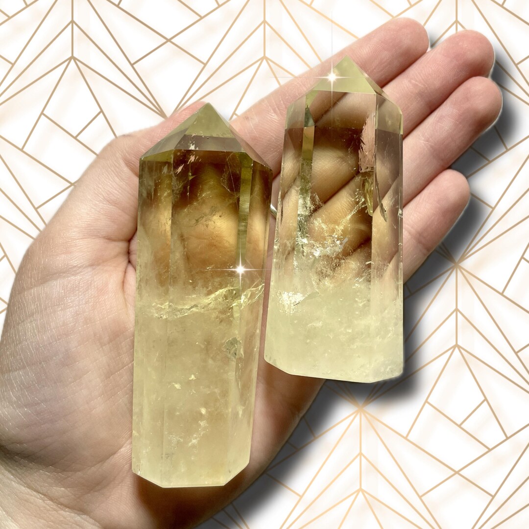 Heat Treated Citrine Crystal Point | Golden Energy Tower | Rainbow ...