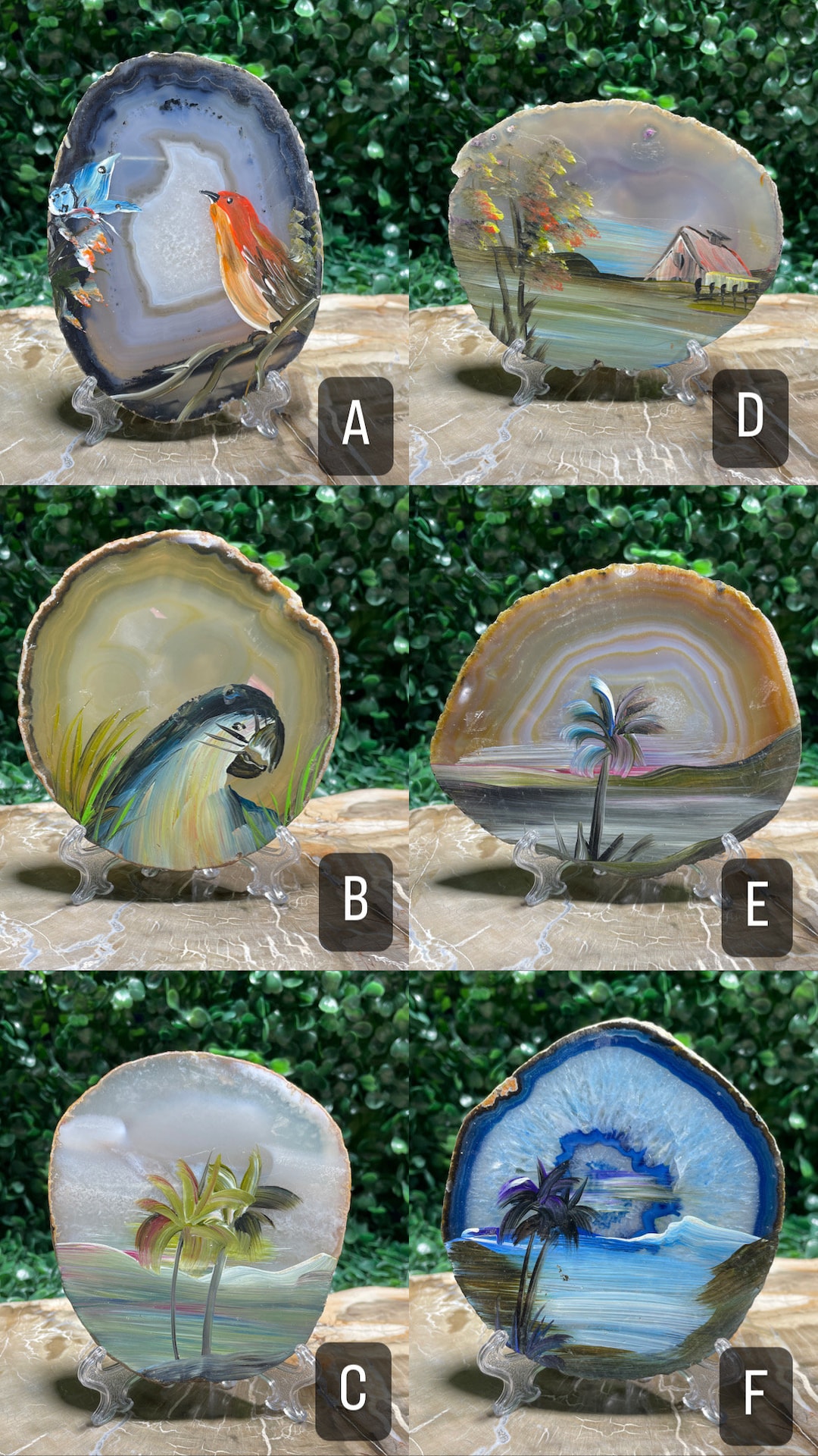 Painted Agate Slices, You Pick, Hand Painted Agate, Crystal Agate Slice ...