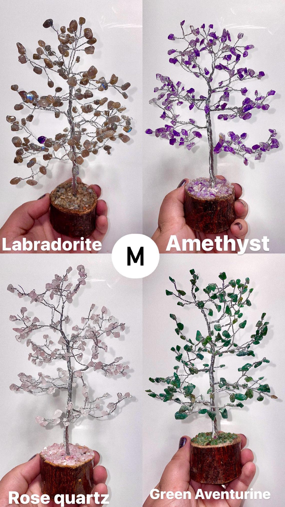 Crystal Gemstone Trees on Wooden Base | Decorative Tree Gift | Amethyst ...