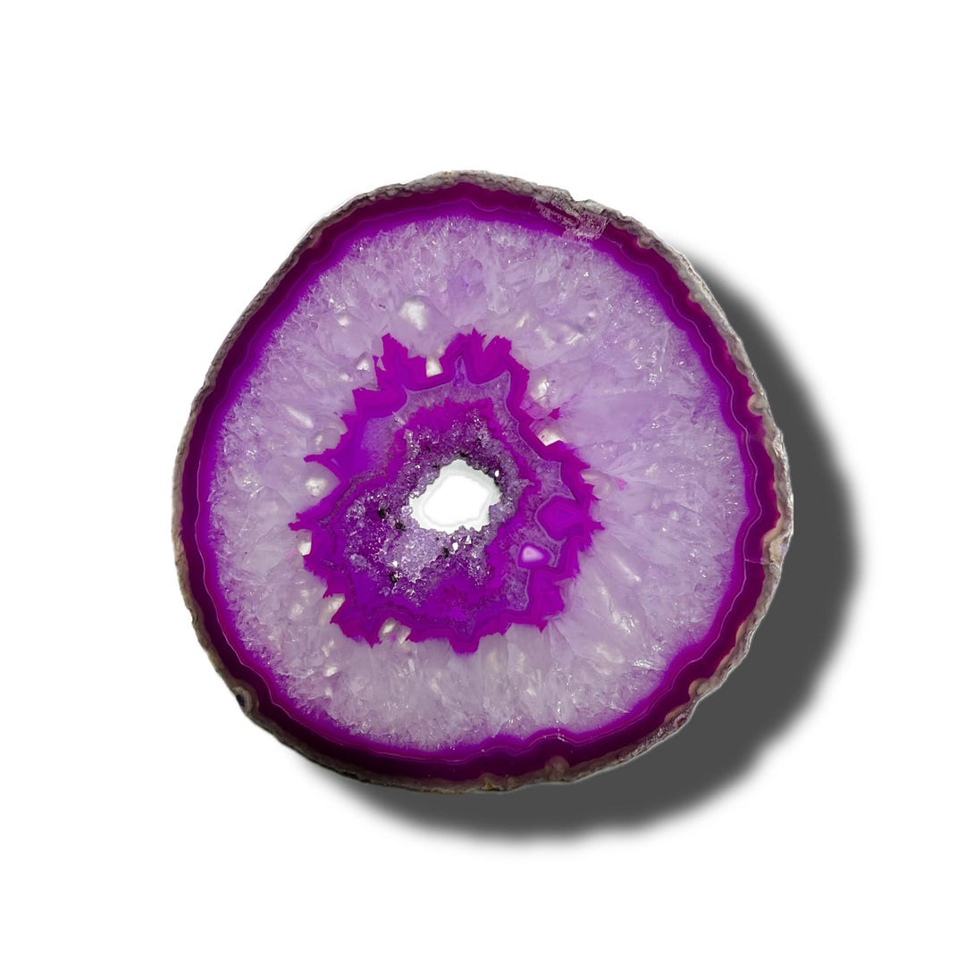 5''+ Pink Dyed Agate Slice, Agate Crystal Slice, Crystal Decor ...