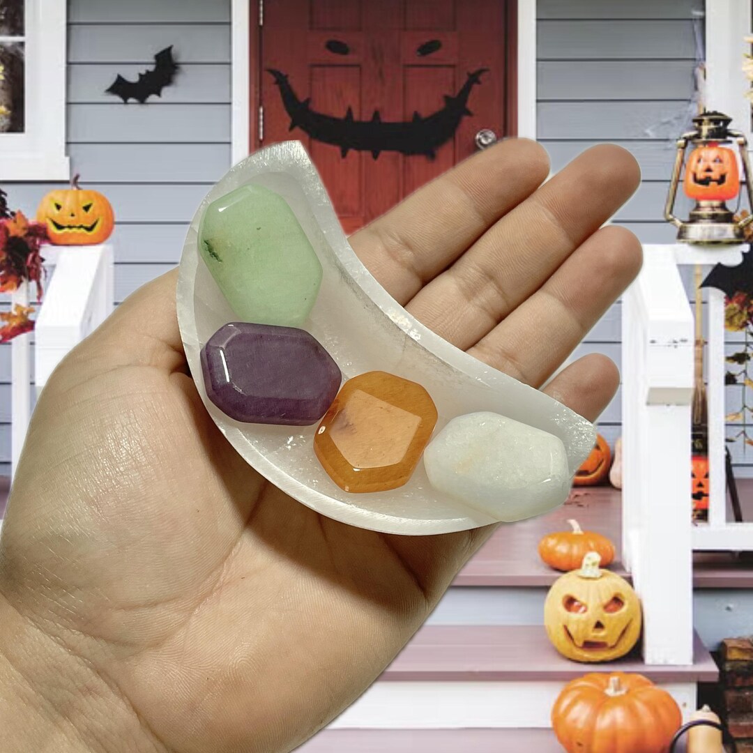 Witchy Candy Quartz Crystal Set | Halloween Altar Decor | Purple ...