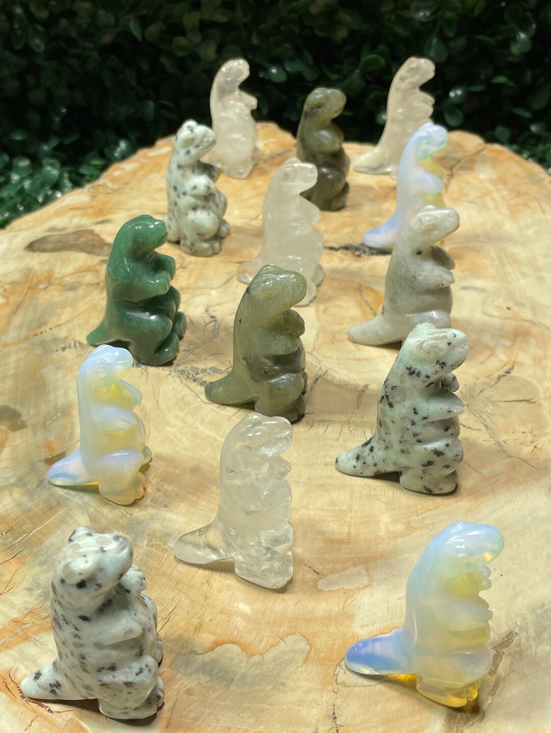 Crystal Dinosaur Carving 2'', Clear Quartz, Opalite, Kiwi Jasper ...