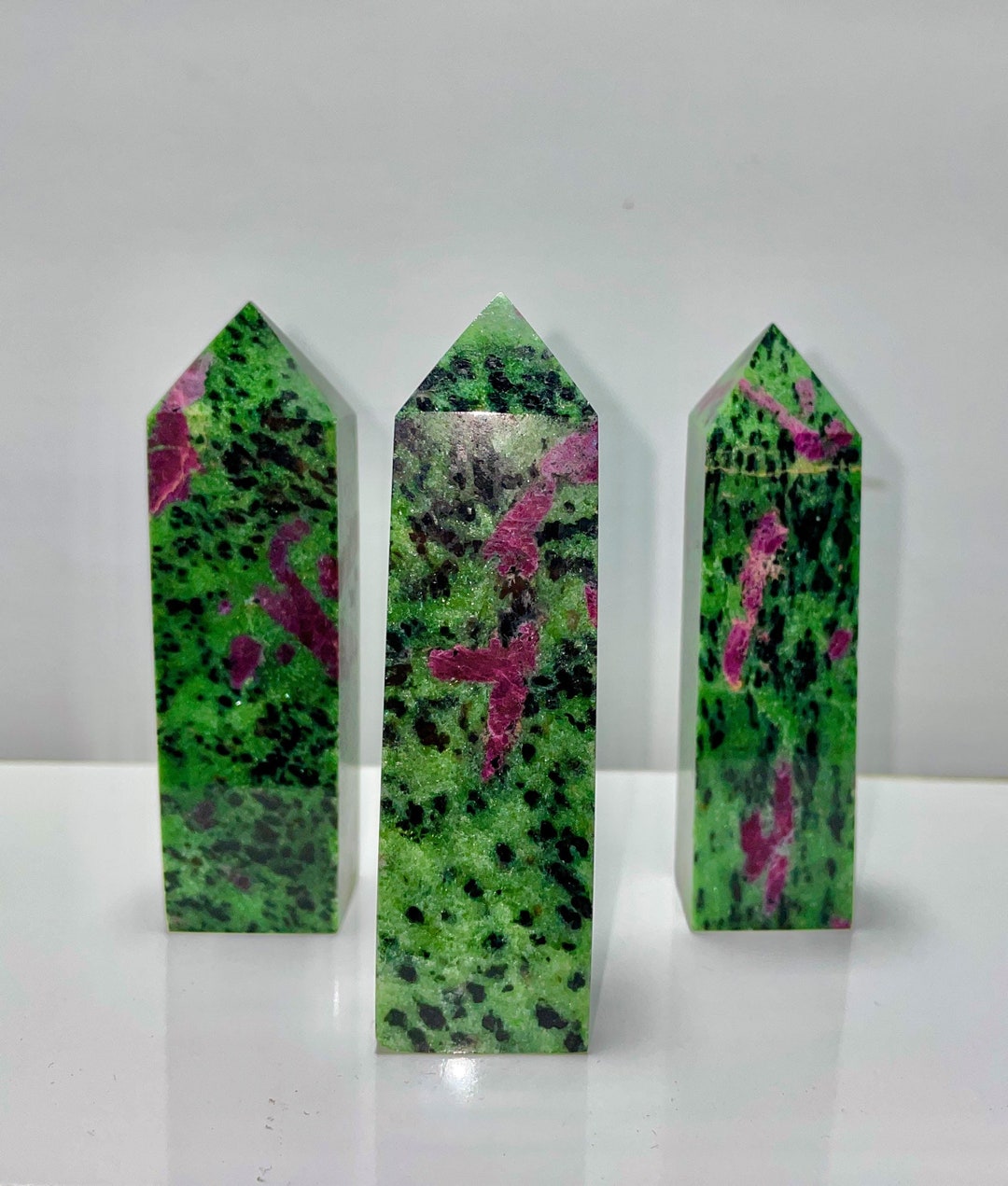 3'' Ruby Zoisite Square Point, Small Crystal Tower 3 Natural Ruby - Etsy