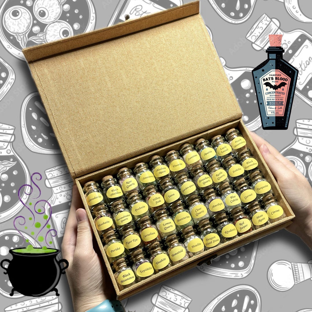 Mini Crystal Chip Bottles: 40 Witchy Vials for Spells & Crafts | 40 ...