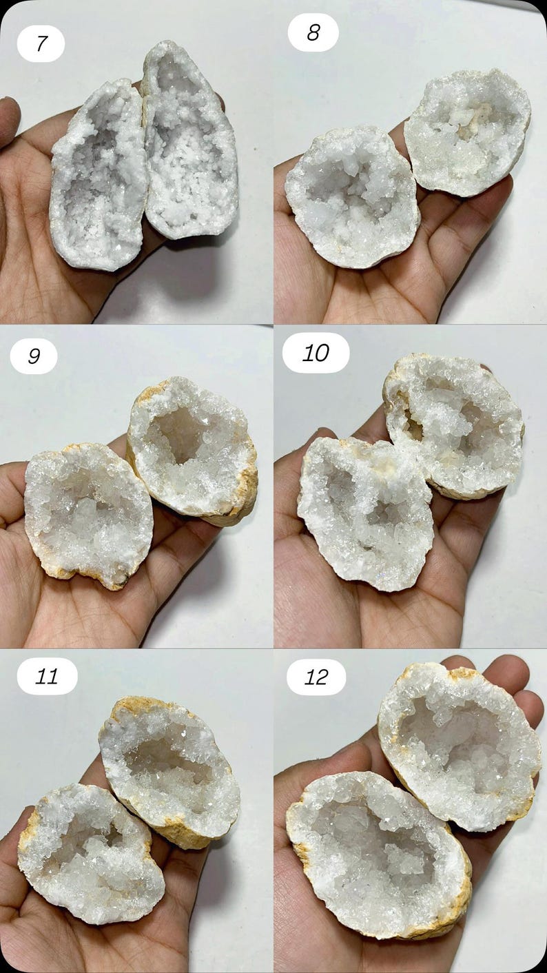 Calcite Quartz Geode Halves | Natural Broken Geodes | Raw Crystal Pairs ...