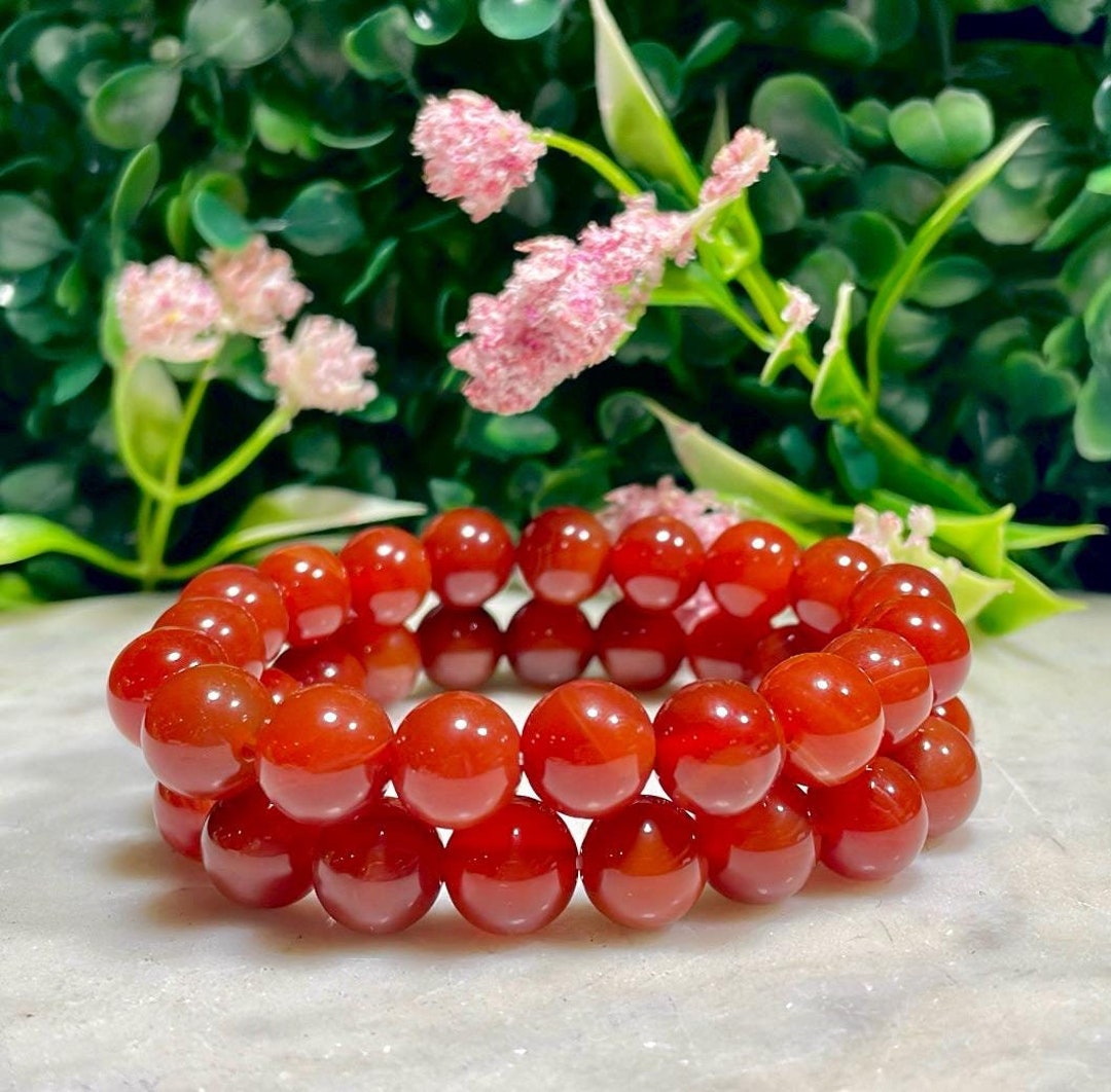 Natural Carnelian Bracelets, Orange Carnelian Bracelet, 10mm Carnelian ...