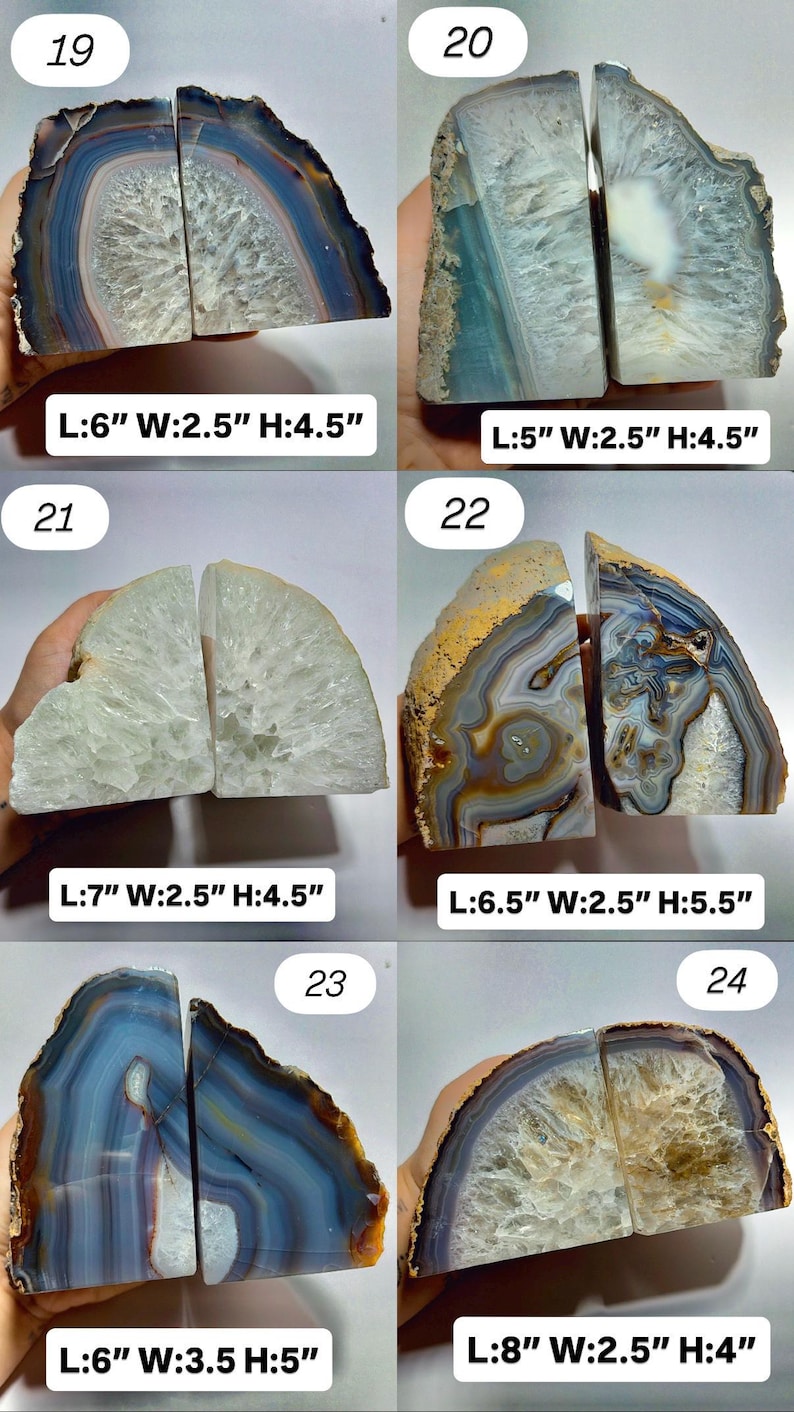 Natural Agate Bookends | Polished Agate Geode Bookend Pairs | Unique ...