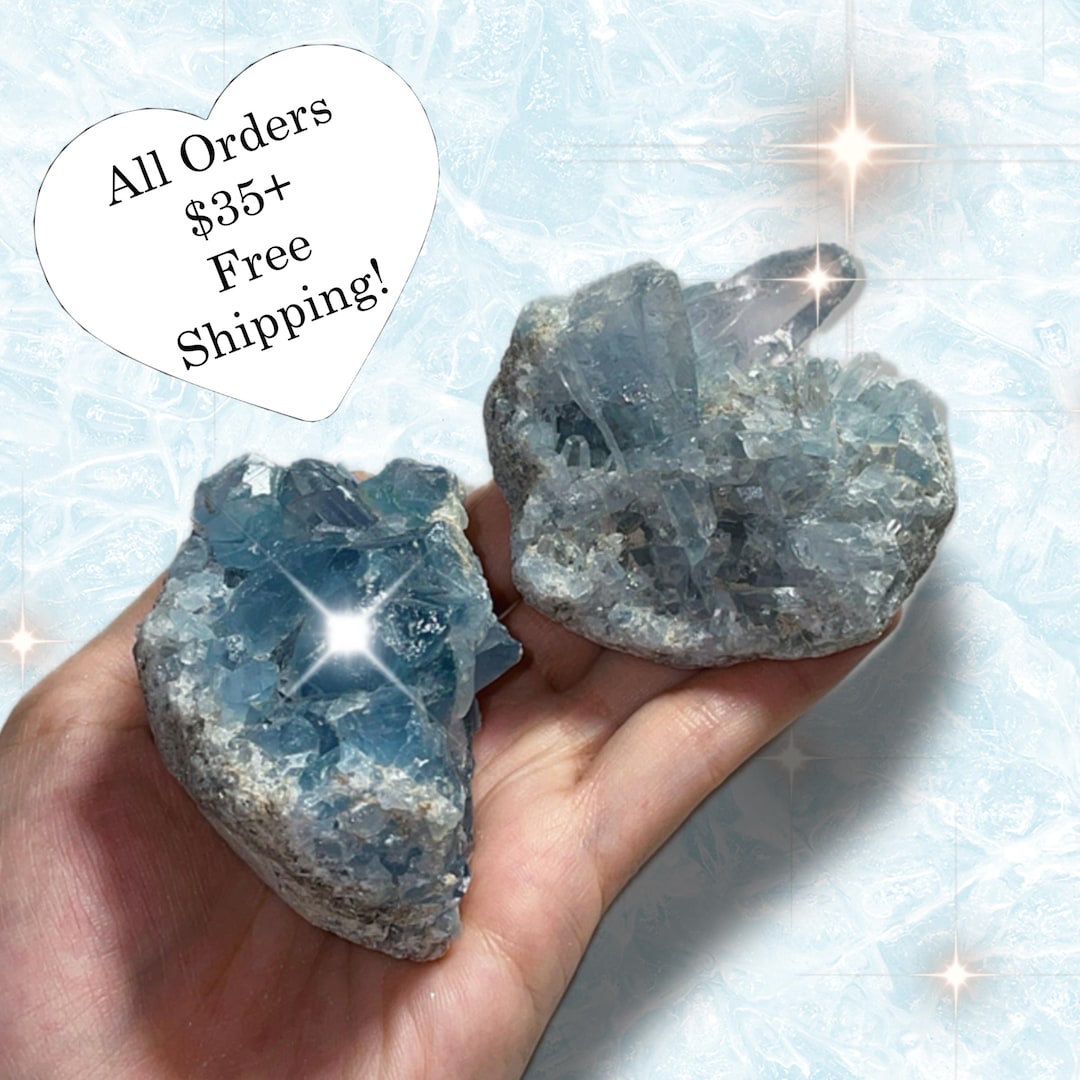 Blue Celestite Cluster | Raw Angel Stone Geode | Calming Celestite ...