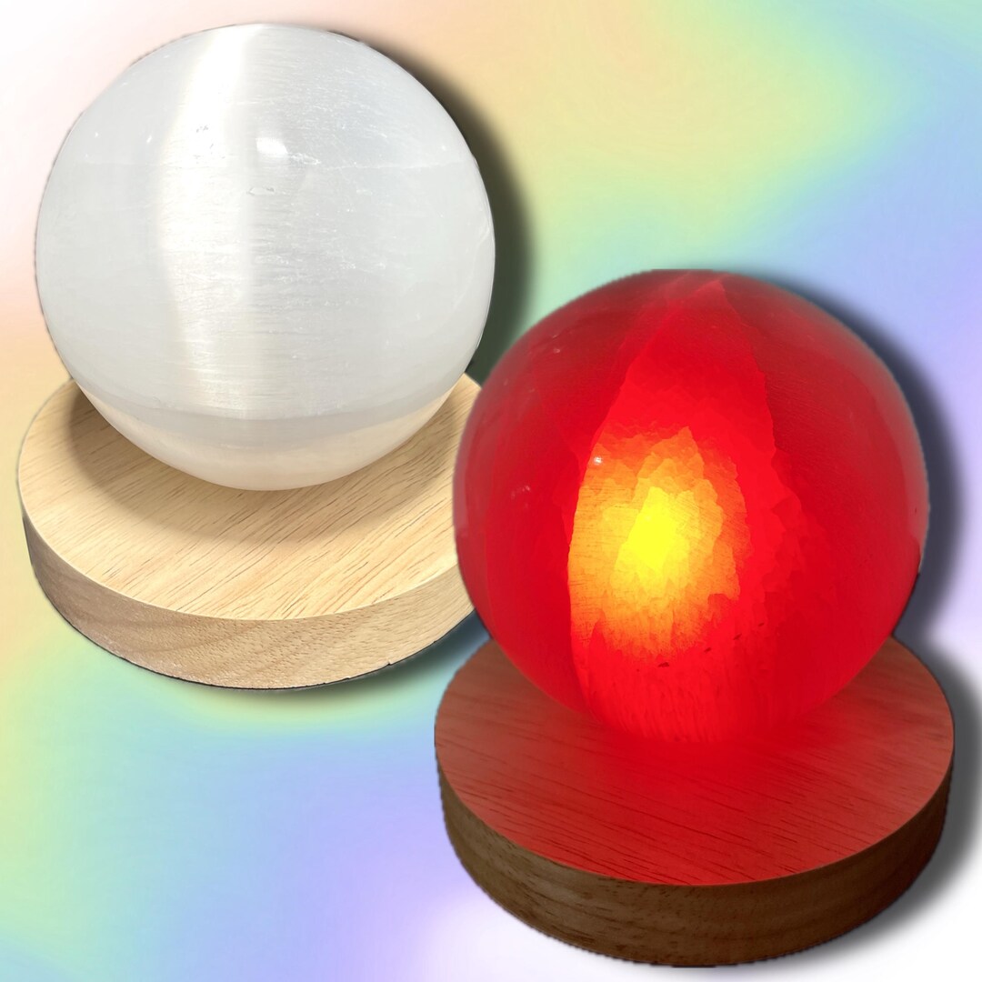 Selenite Crystal Ball Lamp | Color Changing LED Base | Witchy Altar ...