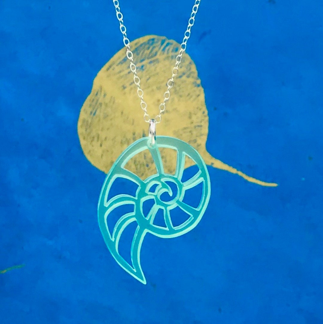 Nautilus Shell Necklace, Translucent Charm, Sterling Silver - Etsy