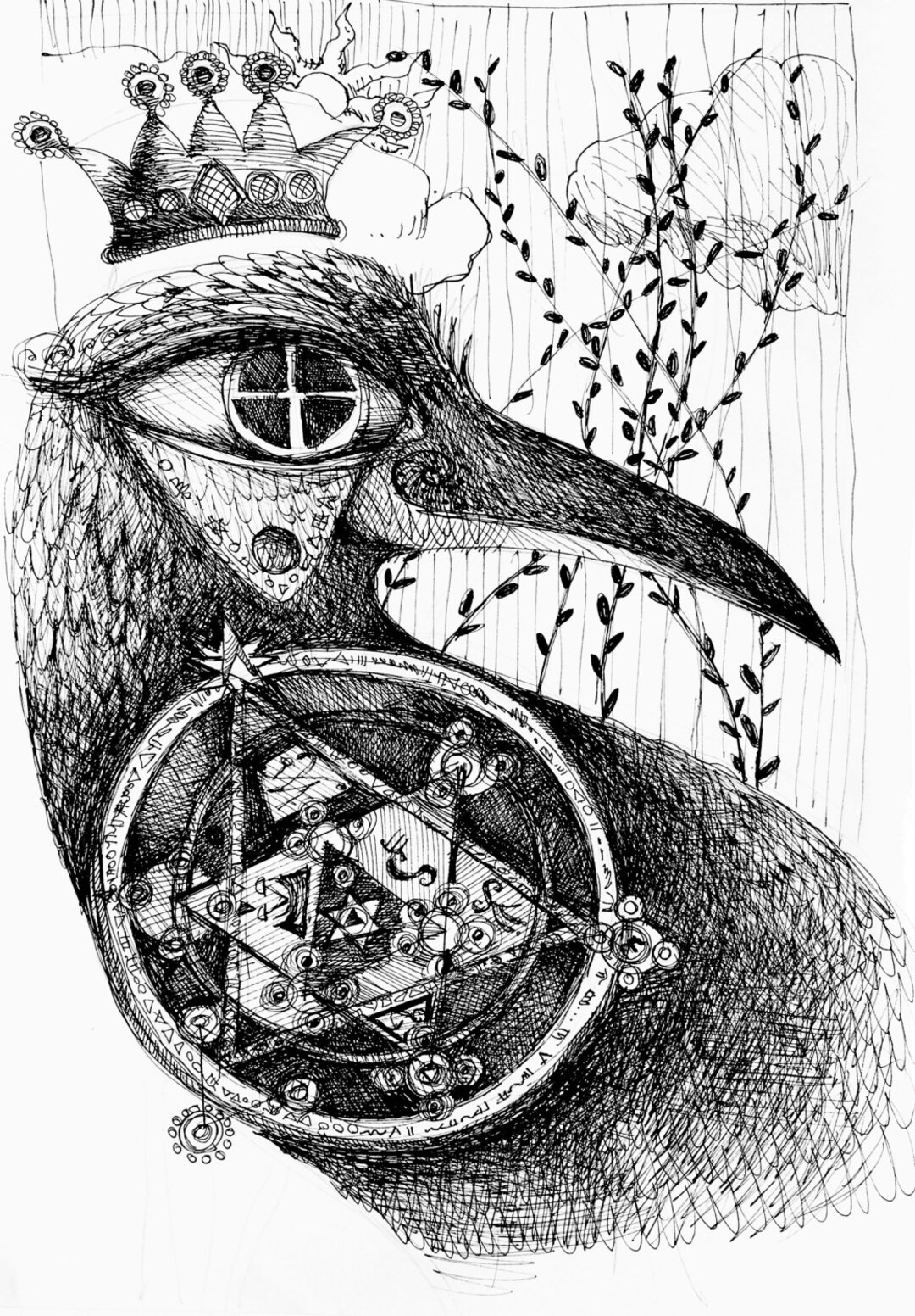 Raven Magick // 6 X 4 Inches, Magic Window, Crawling Vines, Clouds ...