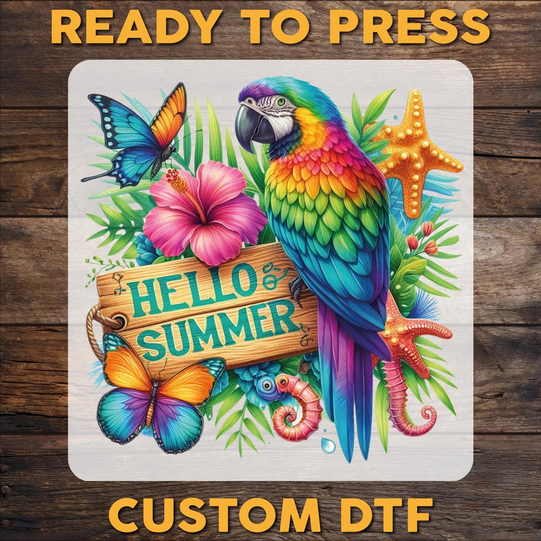 Hello Summer Full Color DTF Transfer, Summer Vibes Ready to Press ...