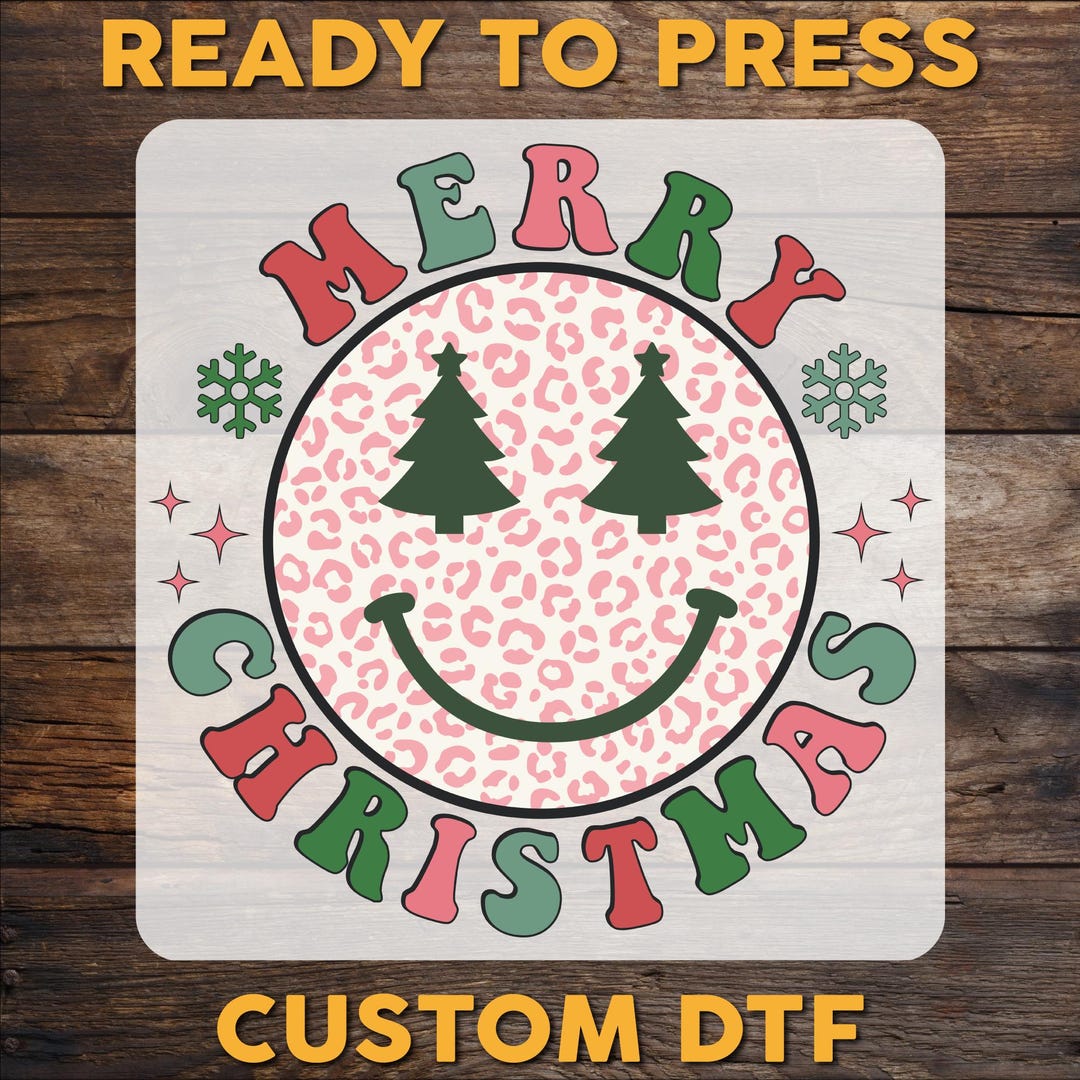 Smiley Face Merry Christmas DTF Transfer, Ready to Press - Etsy