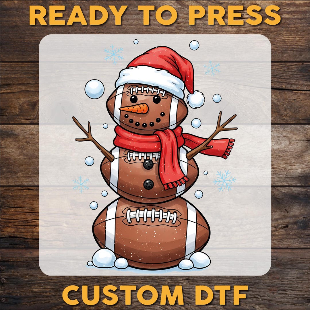 Football Snowman With Santa Hat DTF Transfer, Funny Christmas Heat ...