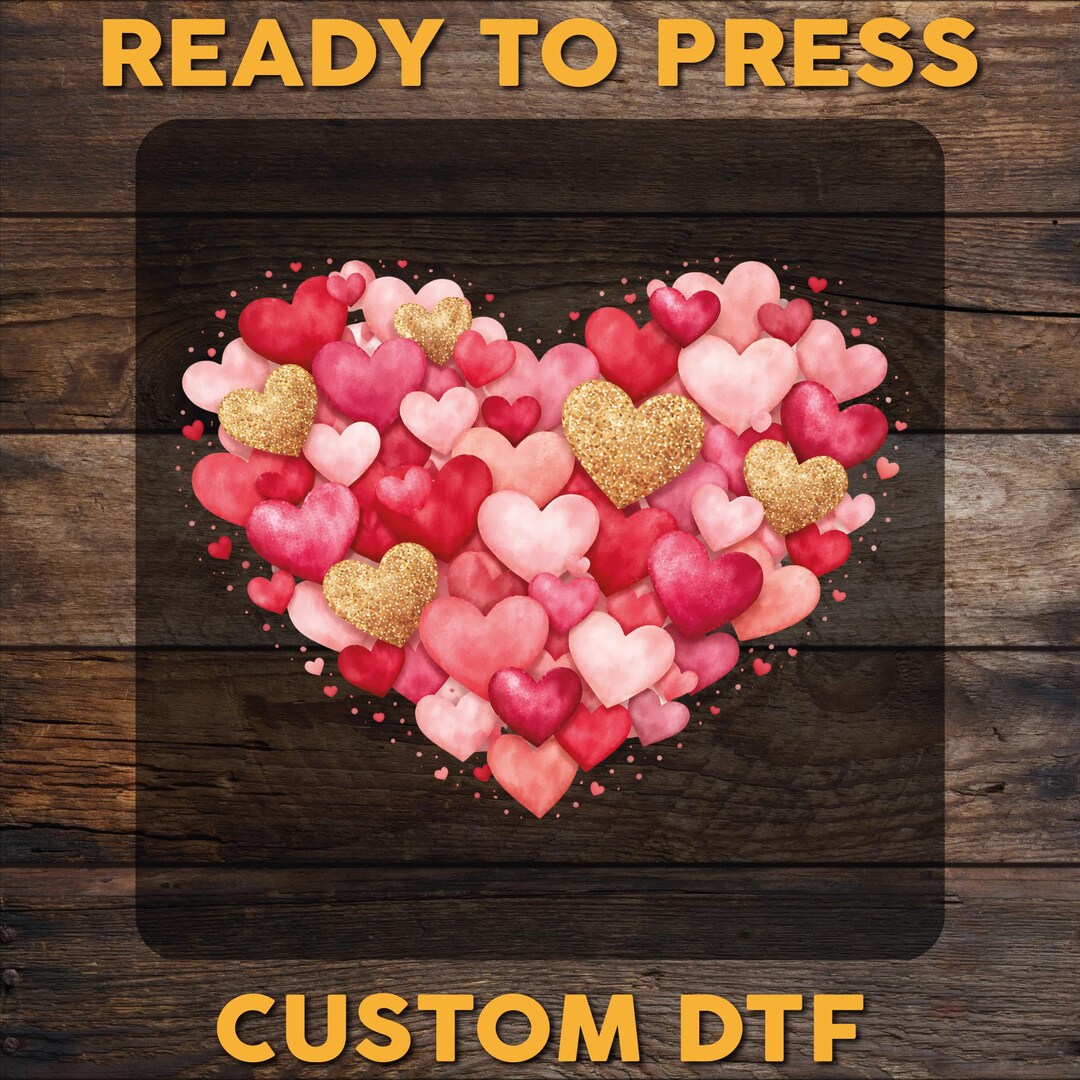 Pink Hearts DTF Transfer: Valentine's Day Ready to Press - Etsy