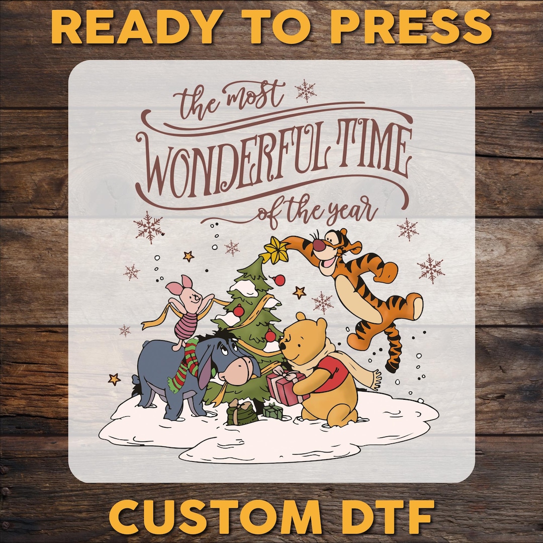 Winnie the Pooh Christmas DTF Transfer, Ready to Press, Iron On - Etsy