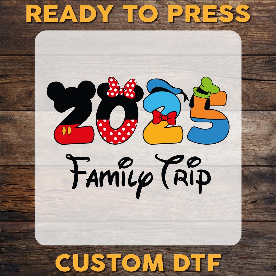 Transfert DTF Voyage Disney 2025, Prêt à imprimer pour les vacances en ...
