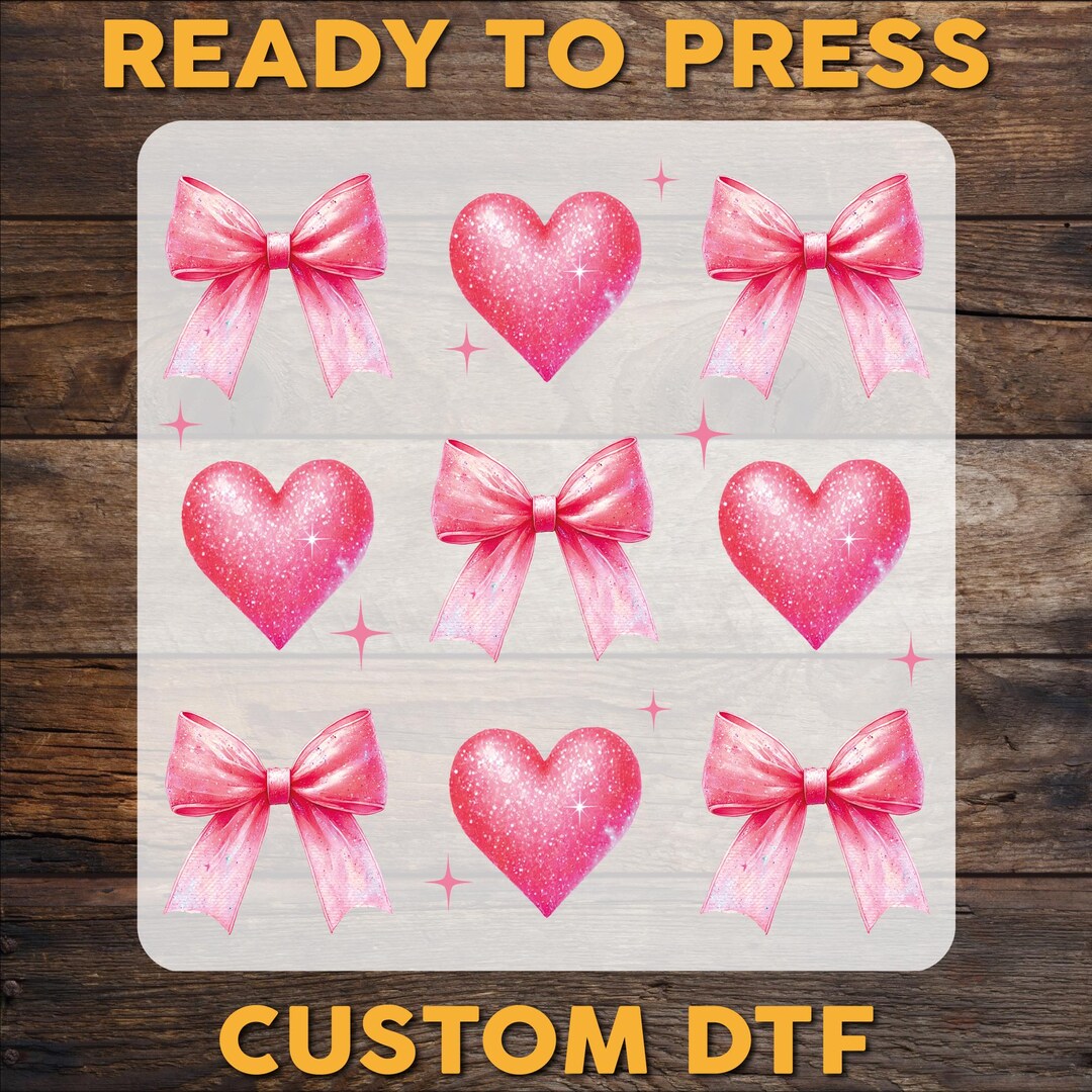 Pink Valentine Coquette Heart DTF Transfer, Coquette Valentine Heart ...