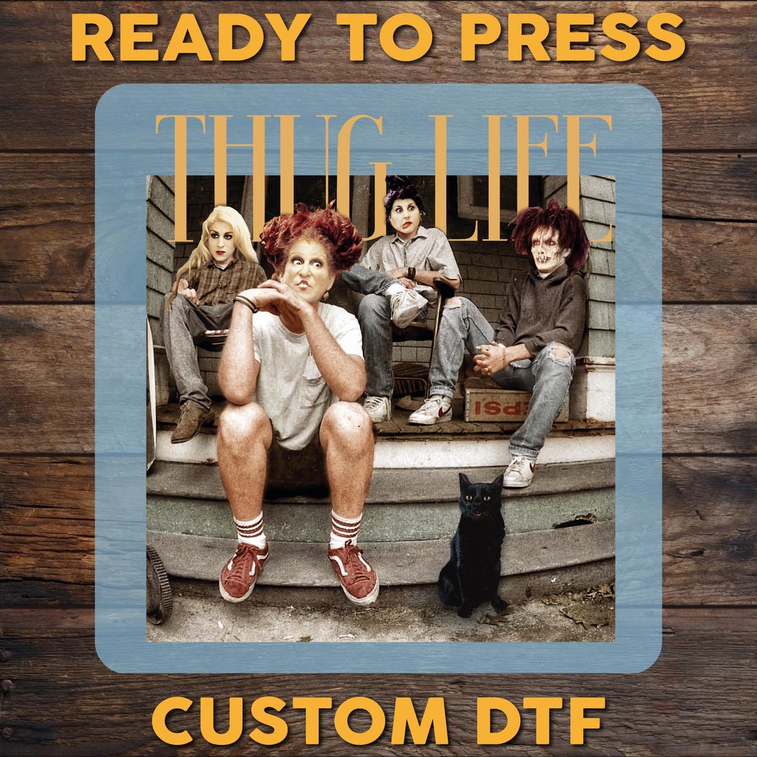 Thug Life Bad Witches DTF Transfer: Retro Halloween Heat Press Print - Etsy