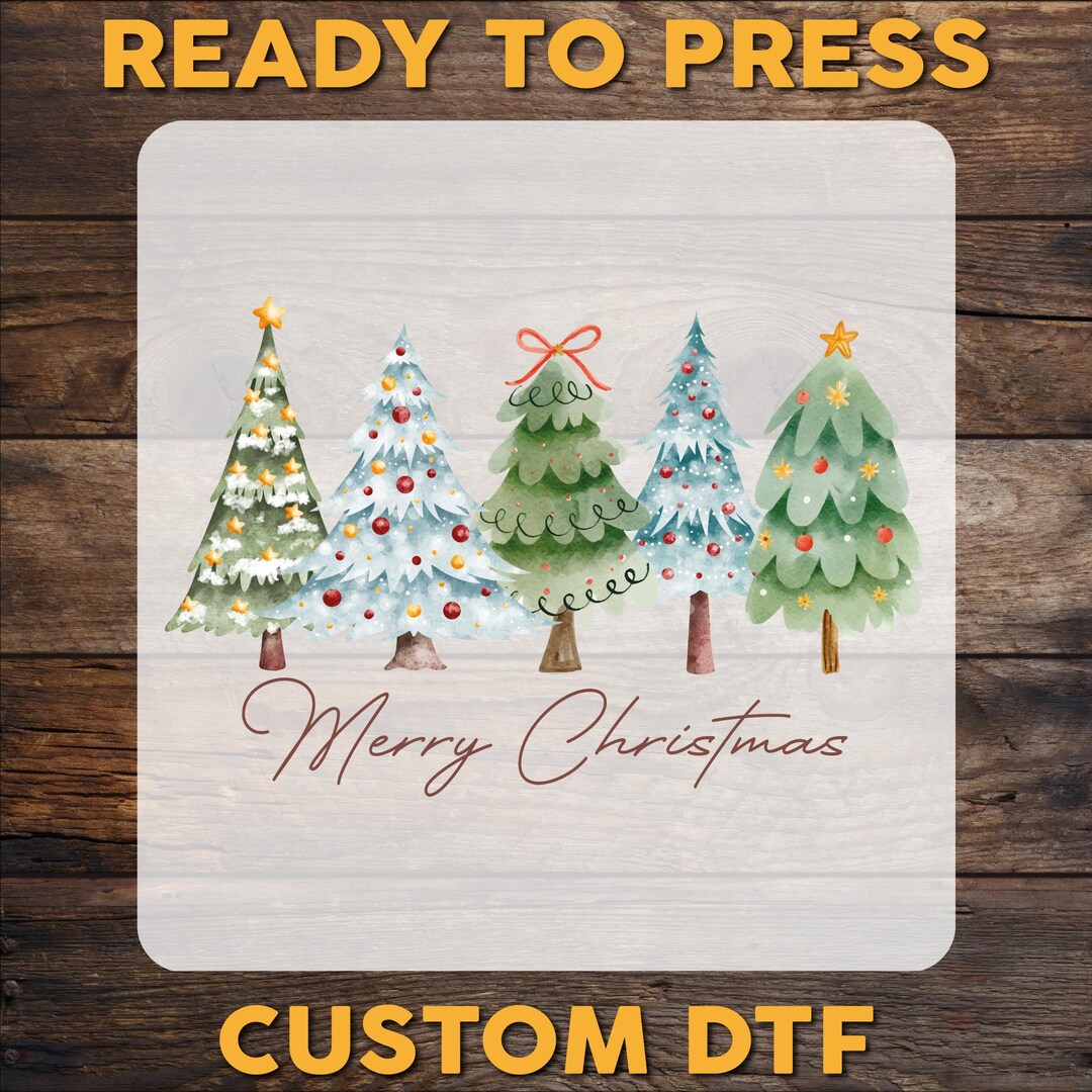 Merry Christmas Tree DTF Transfer, Retro Vintage Ready to Press, Cold ...