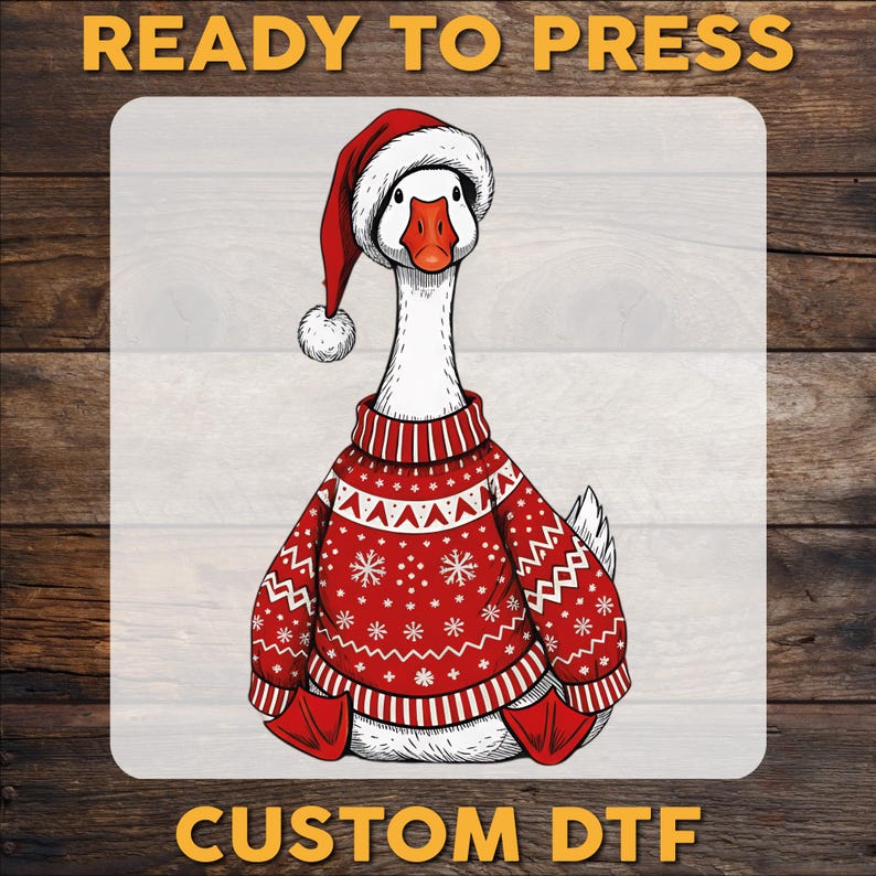 Retro Christmas DTF Transfer, Santa Goose Ready to Press, Heat Print - Etsy
