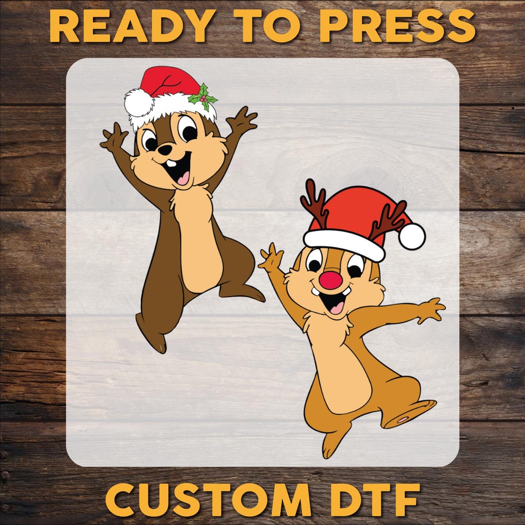 Chip and Dale DTF Transfer, Double Trouble Little Chipmunks Ready to ...