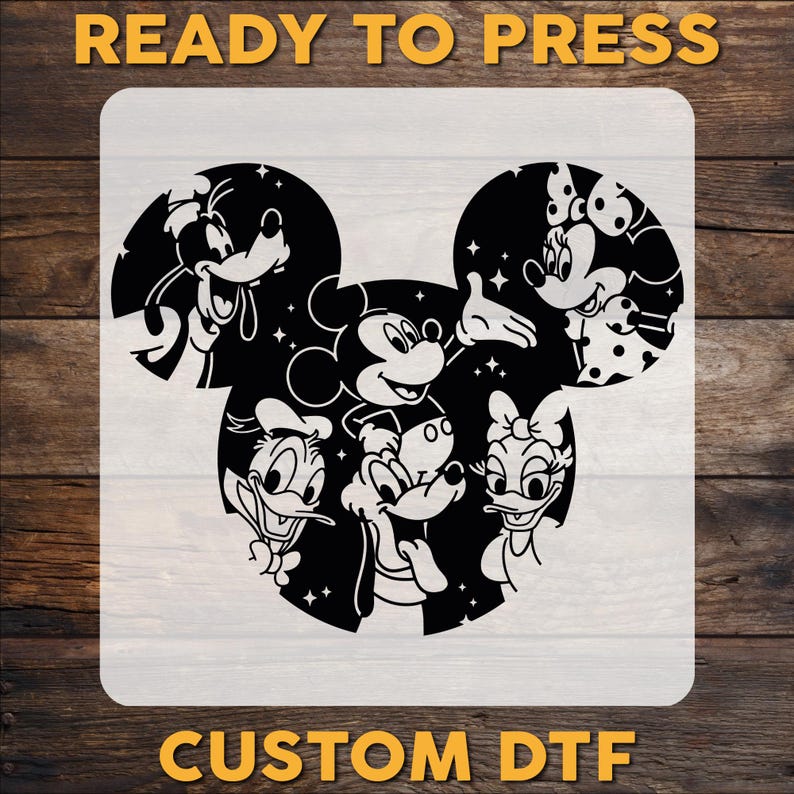 Retro Mickey Mouse and Friends DTF Transfer: Disneyworld Ready to Press ...