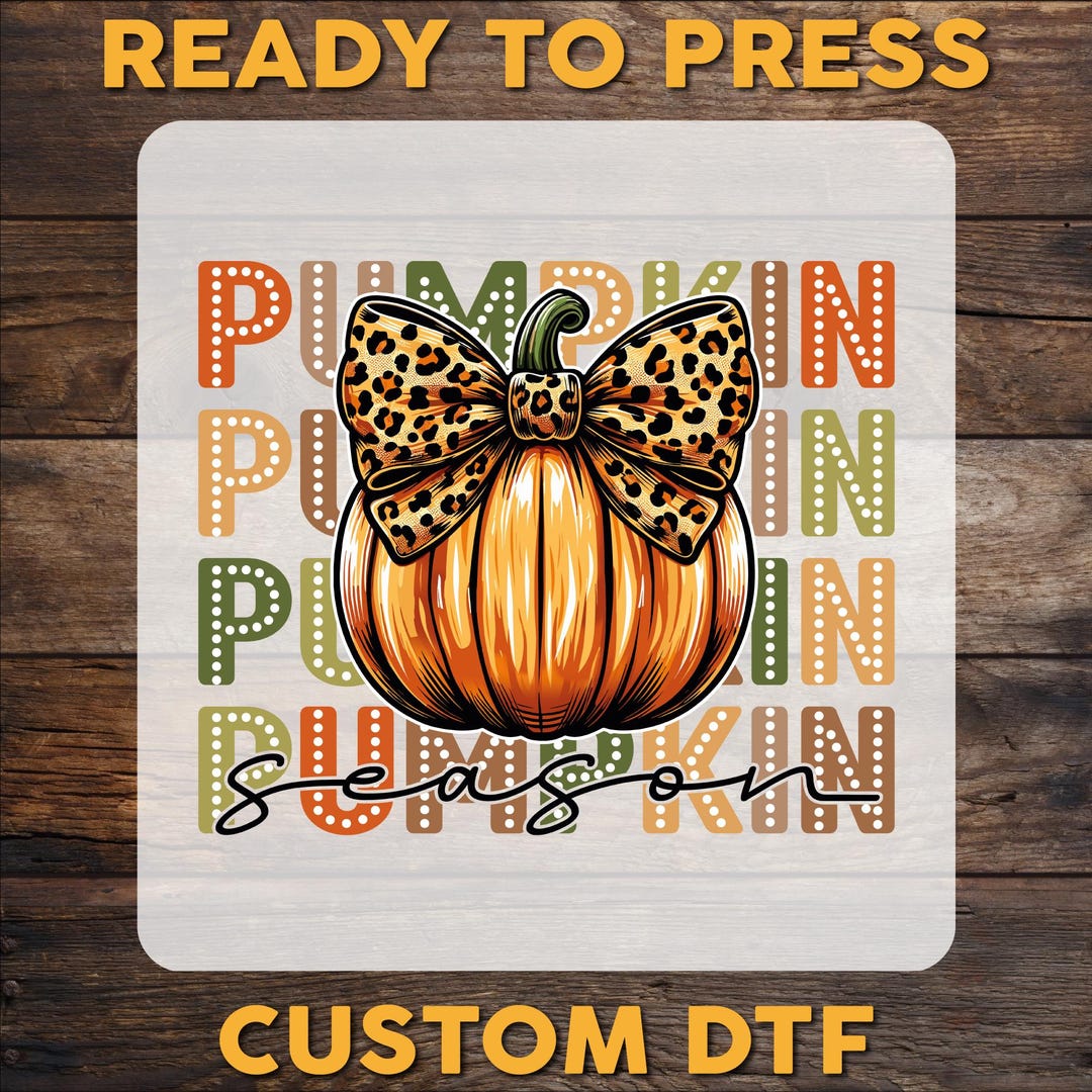 Pumpkin Season Bow DTF Transfer, Retro Fall Vibes Ready to Press, Retro ...
