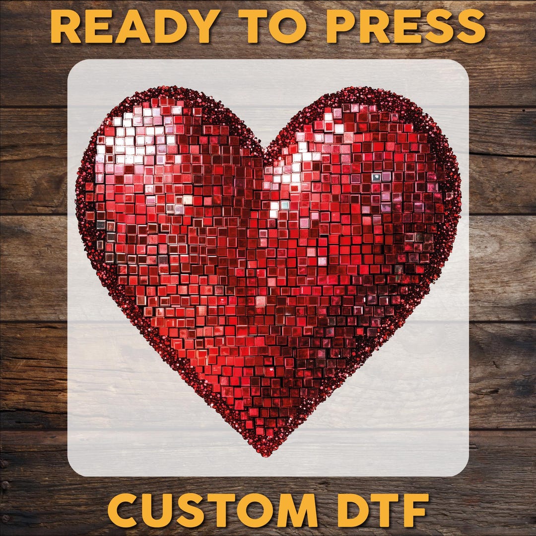 Red Sequin Heart DTF Transfer, Valentine's Day Ready to Press - Etsy