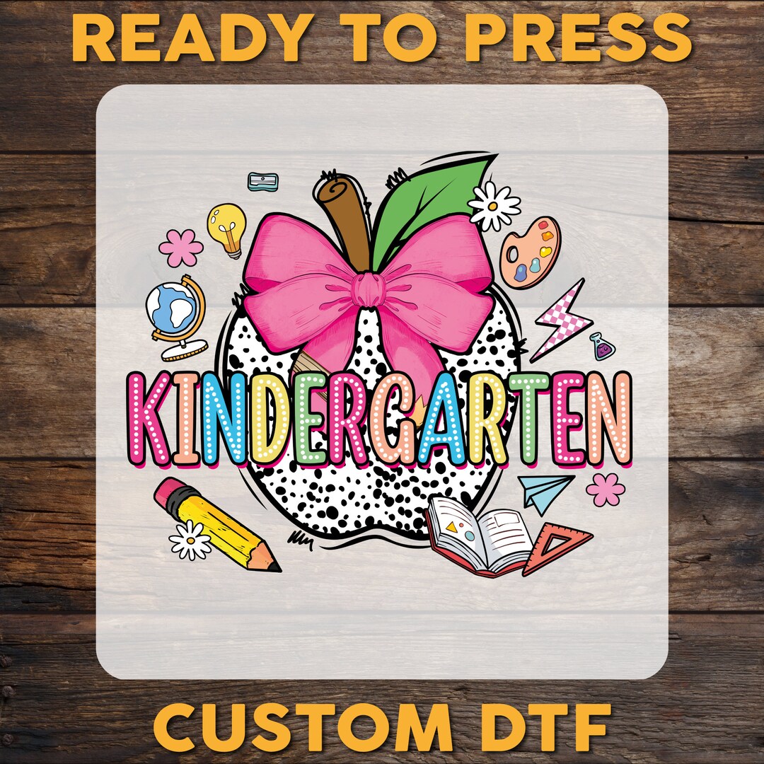 Retro Back to School DTF Transfer, Kindergarten Ready to Press, First ...