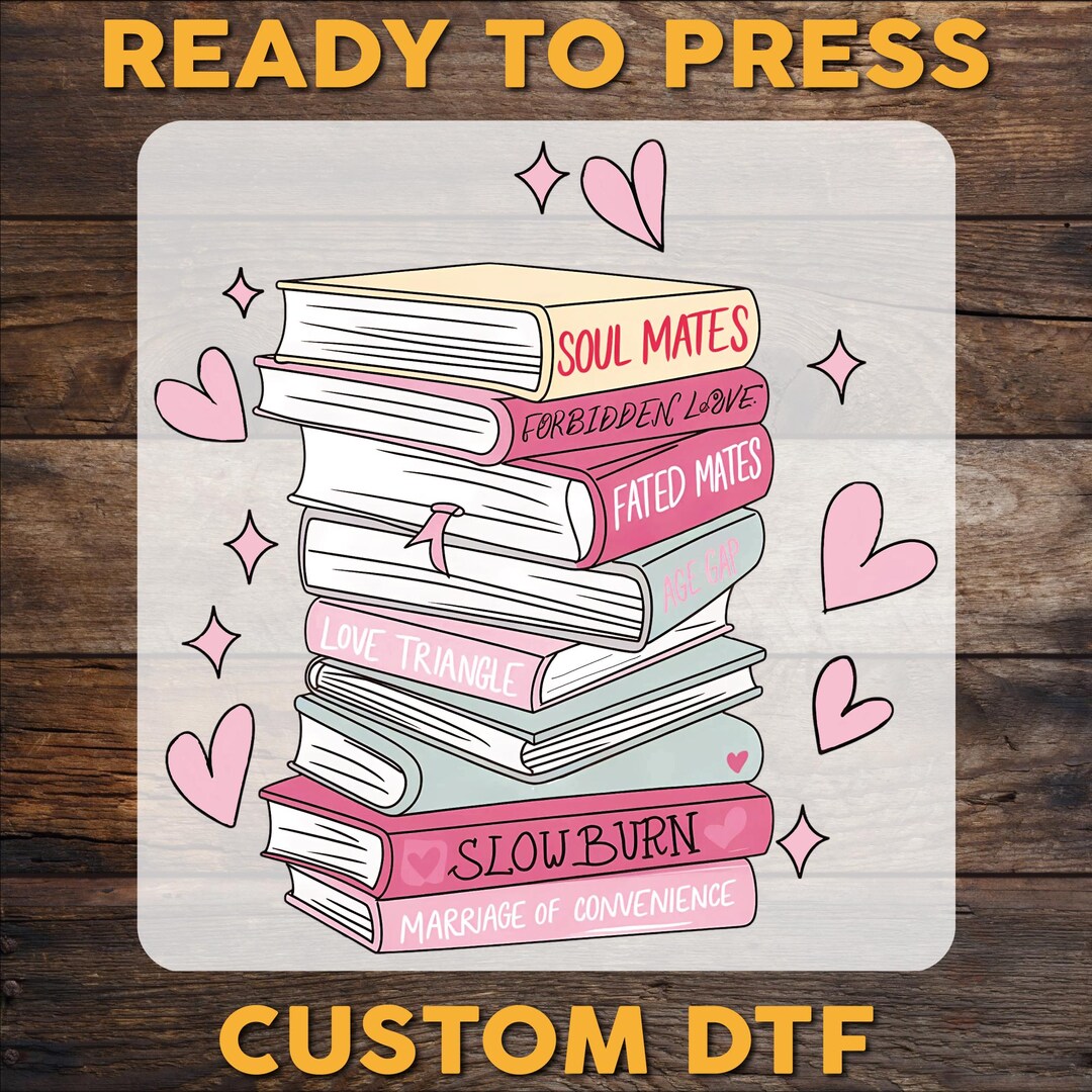 Retro Stack of Books DTF Transfer: Book Lover Heat Press Print - Etsy