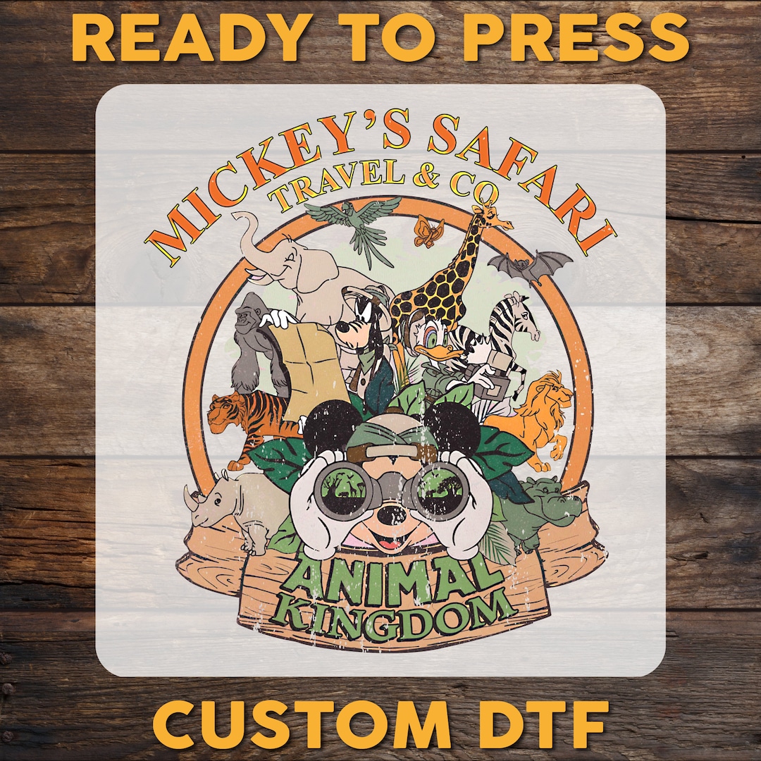 Retro Mickey Safari DTF Transfer: Animal Kingdom Ready to Press - Etsy