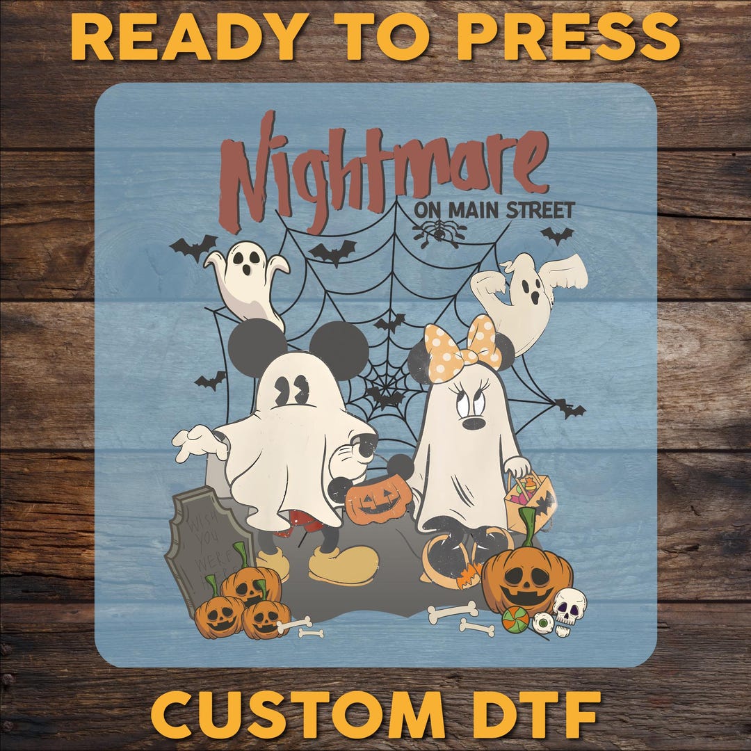 Mickey Minnie Ghost Halloween DTF Transfer: Nightmare on Main Street - Etsy