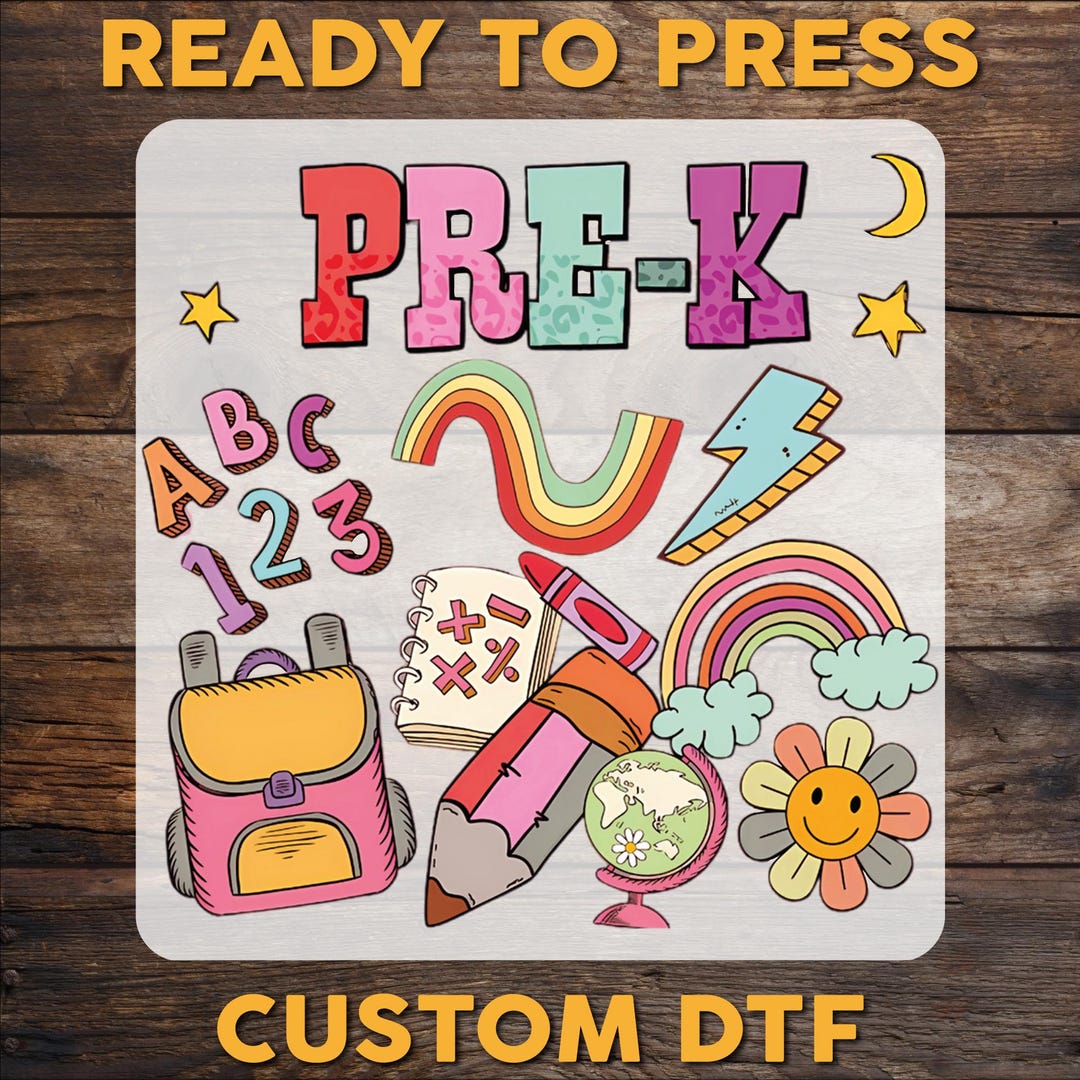 Retro Pre-k Back to School DTF Transfer: Grades Ready to Press - Etsy
