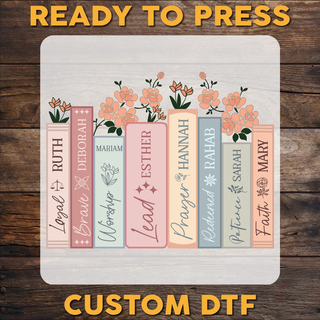 Books Women of the Bible DTF Transfer, Bible Ready to Press, Christian ...