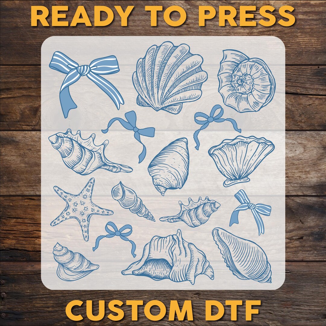 Coquette Seashell DTF Transfer: Beach Summer Vibes Ready to Press - Etsy
