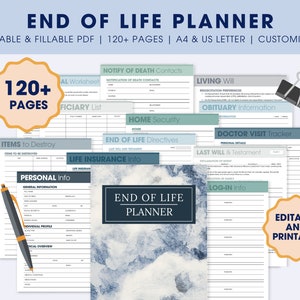 End of Life Planner Fillable Printable PDF, What If Binder Bundle, Just ...