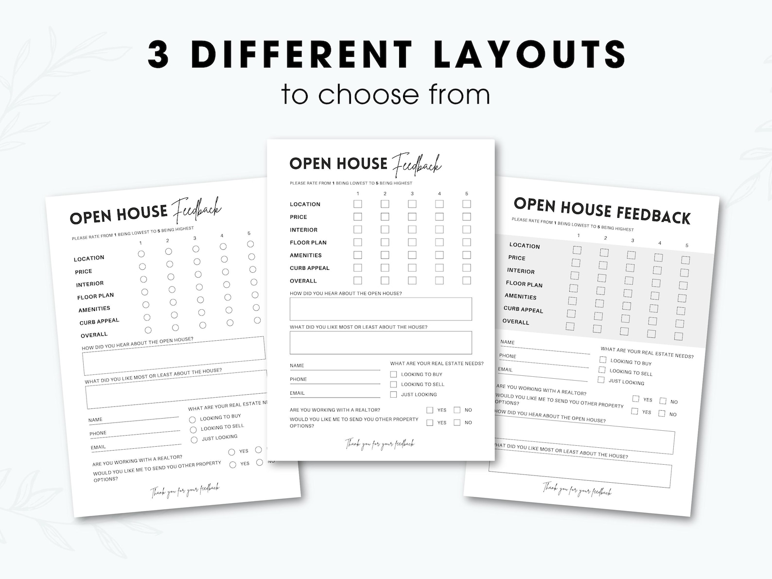 Open House Feedback Form Printable, Editable Canva Template, Real ...
