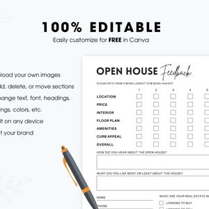 Open House Feedback Form Printable, Editable Canva Template, Real ...