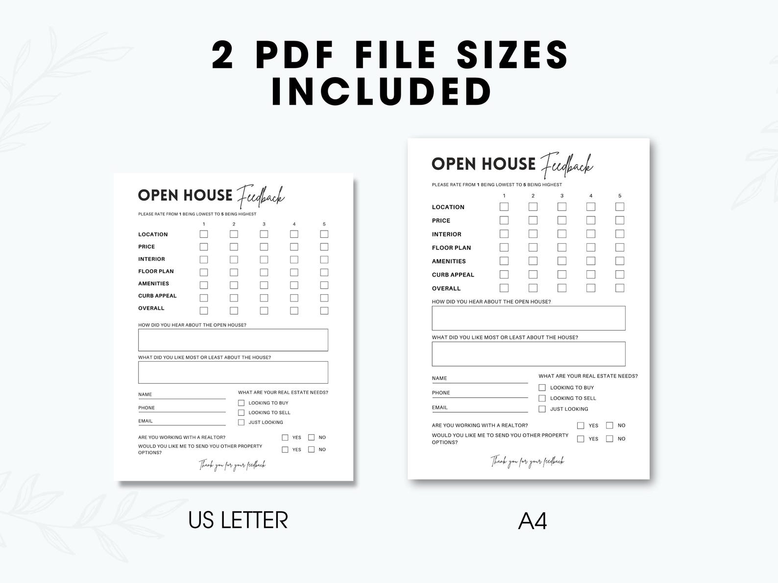 Open House Feedback Form Printable, Editable Canva Template, Real ...